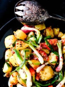 Potato, spring Onion Basil chilli stir-fry. | ISLAND SMILE
