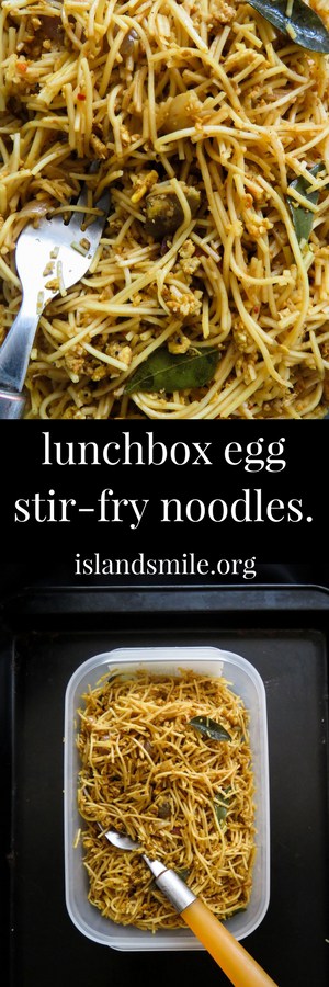 Easy school-lunch box fried egg noodles. | Island smile